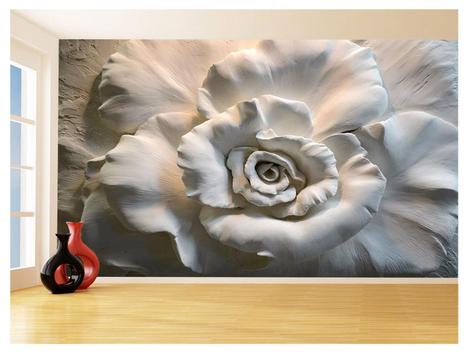 Papel De Parede 3D Floral Textura Sala Flores 3,5M Xfl347 - Você Decora ...