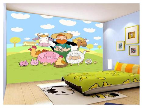 Papel De Parede 3D Infantil Fazendinha Animais 3,5M Azs347 - Você ...