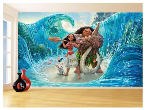 Papel De Parede 3D Infantil Moana Princesa Maui 3,5M Azs377 - Você ...