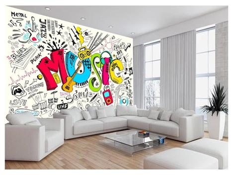 Papel De Parede 3D Sala Quarto Musica Arte Cores 3,5M Mus28 - Você ...