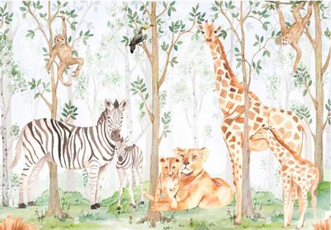 Papel de Parede Adesivo Safari Aquarela M2 - Vipe Paper - Papel de ...