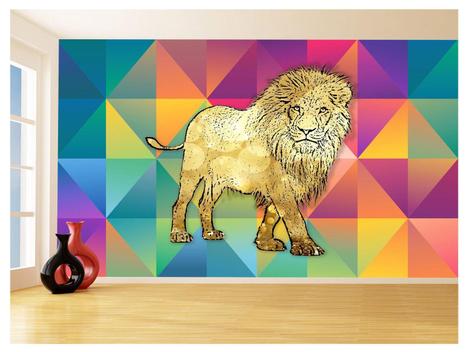 Papel De Parede Animais Pop Art Leão Rei Selva 3,5M Pxa46 - Você Decora - Papel de Parede ...