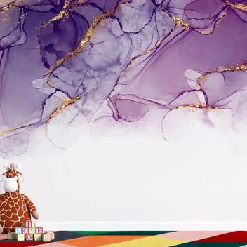 Papel de Parede Aquarela roxo com detalhes em dourado - AloPapers ...