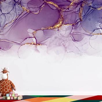 Papel de Parede Aquarela Roxo com Dourado - AloPapers - Papel de Parede ...