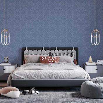 Papel de Parede Arabesco Azul Forte - GH Papel de Parede - Papel de ...