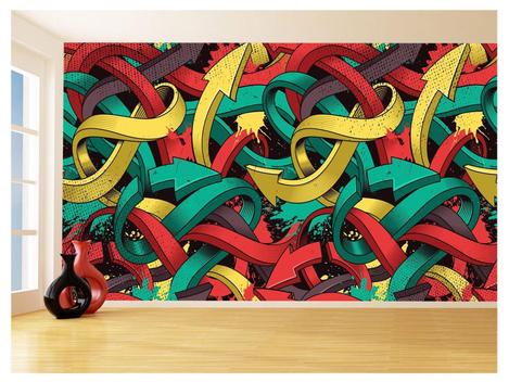 Papel De Parede Arte Graffiti Mural Setas Cor 3,5M Tra120 - Você Decora - Papel de Parede ...