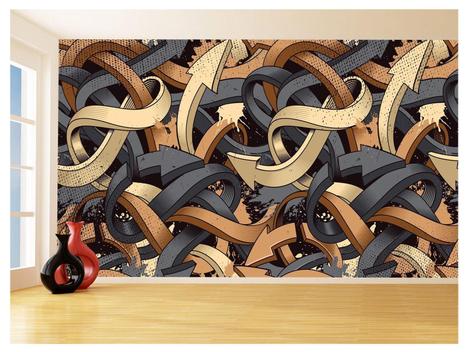 Papel De Parede Arte Graffiti Mural Setas Cor 3,5M Tra134 - Você Decora ...