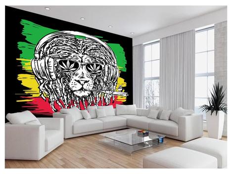 Papel De Parede Arte Leão Fumo Reggae Legalize 3,5M Tra35 - Você Decora ...