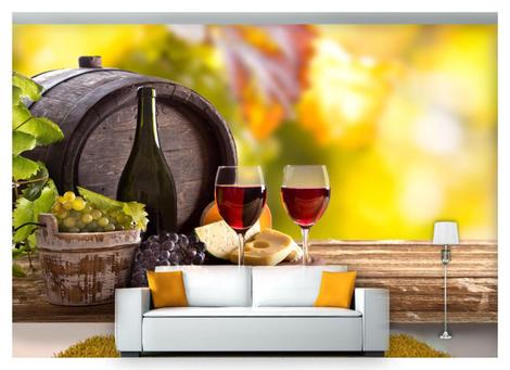 Papel De Parede Barril Vinho Cacho De Uva 3D Al120 - Você Decora - Papel de Parede - Magazine Luiza