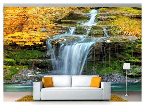 Papel De Parede Cachoeira Natureza Outono 3D 6M² Nch120 - Você Decora - Papel de Parede ...