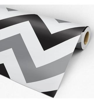 Papel De Parede Chevron Cinza, Preto E Branco - 3,30x0,50m - DEKAL ...