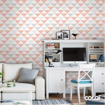 Papel De Parede Colaí Lavável Triângulos Rosa E Cinza 15M - Colai ...