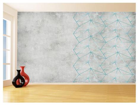 Papel De Parede Concreto Linhas Azul Turquesa 3,5M Kkt268 - Você Decora ...