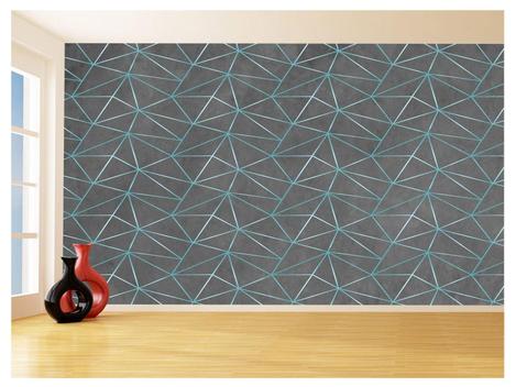 Papel De Parede Concreto Linhas Azul Turquesa 3,5M Kkt278 - Você Decora ...