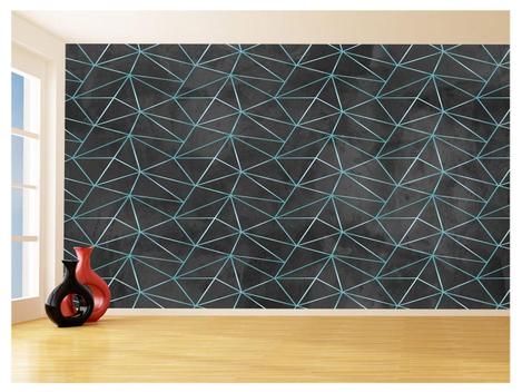 Papel De Parede Concreto Linhas Azul Turquesa 3,5M Kkt318 - Você Decora ...