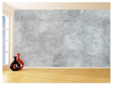 Papel De Parede Concreto Linhas Azul Turquesa 3,5M Kkt324 - Você Decora ...