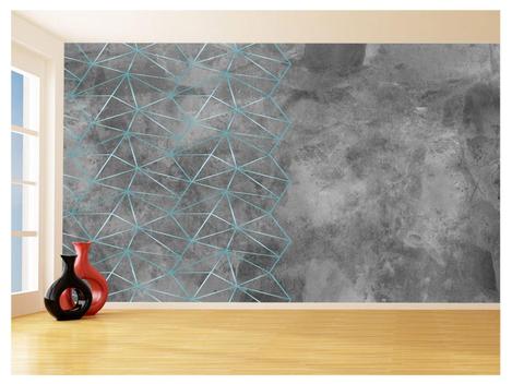 Papel De Parede Concreto Linhas Azul Turquesa 3,5M Kkt331 - Você Decora ...