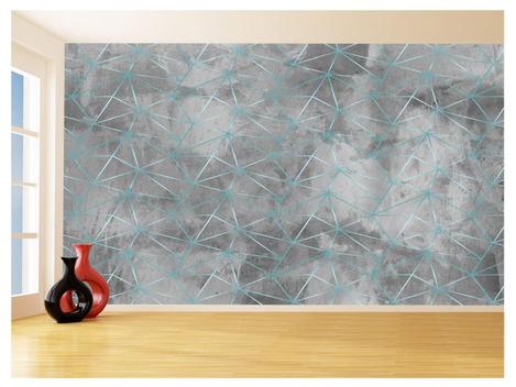 Papel De Parede Concreto Linhas ul Turquesa 3,5M Kkt314 - Você Decora ...