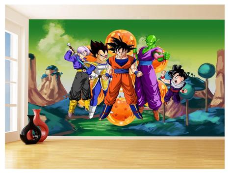 Papel De Parede Dragon Ball Goku Vegeta Anime 3,5M Dbz276 - Você Decora ...