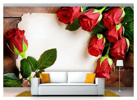 Papel De Parede Flores Rosas Romantico 3D Nfl215 3M² - Você Decora ...