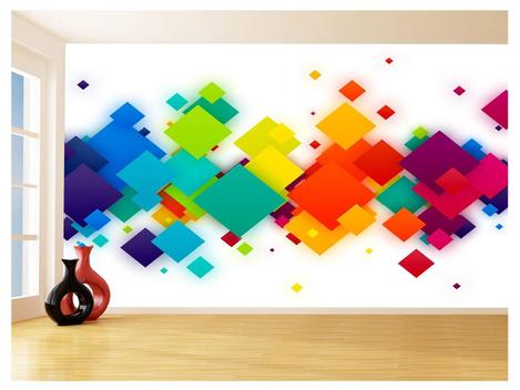 Papel De Parede Geométrico Formas Linhas Cores 3,5M Gmt46 - Você Decora - Papel de Parede ...