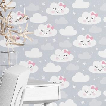 Papel De Parede Infantil Nuvens e Tons de Cinza Quarto Bebê - Lopes ...