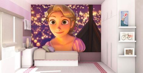 Papel De Parede Infantil Para Quarto De Menina Rapunzel 0010 - Paredes ...