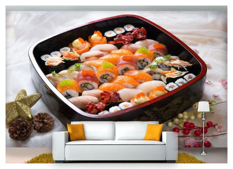 Papel De Parede Rodízio Japonês Sashimi 3D Al198 - Você Decora - Papel ...