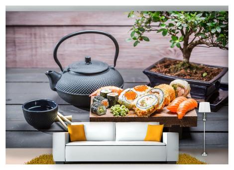 Papel De Parede Rodízio Japonês Sashimi 3D Al201 - Você Decora - Papel ...