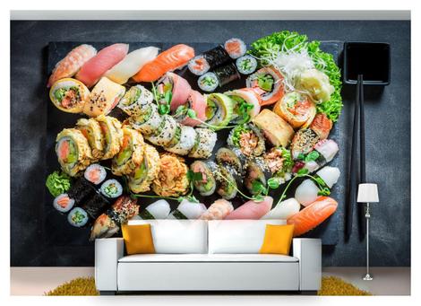 Papel De Parede Rodízio Japonês Sashimi 3D Al202 - Você Decora - Papel ...