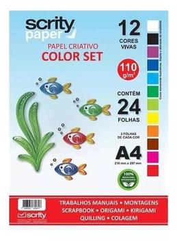 Papel escolar color set a4 12 cores 110g 24 fls - Scrity - Papéis ...