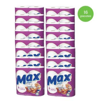 Papel Higiênico Folha Dupla Max Pure 16 pacotes com 4 rolos de 30 ...