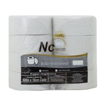 Papel higiênico institucional nc branco (10cm x 600m.) c/ 8 rolos ...