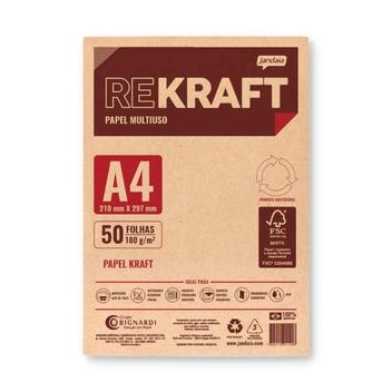 Papel Kraft A4 180g 50 folhas reciclado multiuso Jandaia - Papel Kraft ...