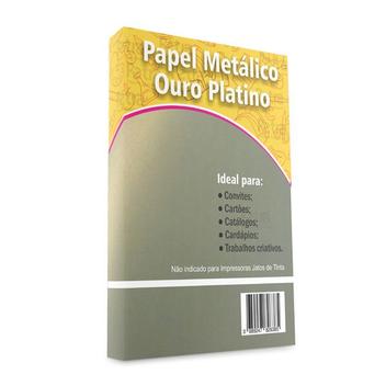 Papel Metalico Ouro Platino 180grs - A4 - 50 folhas - Petra Papeis ...