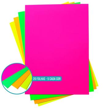 Papel Neon Masterprint A4 180g Mix 4 Cores 20 Folhas (5 cada cor ...