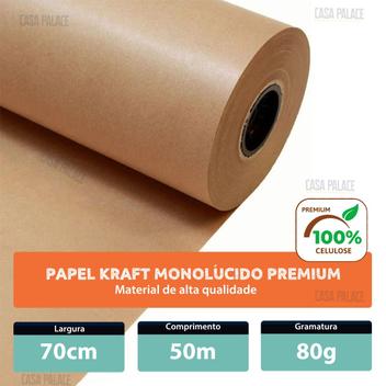 Papel Pardo Kraft Puro 80g Com 70cm De Largura X 50 Mts Monolúcido ...