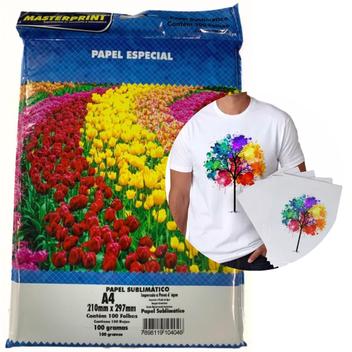 Papel Sublimático A4 100g Branco 100 Folhas Masterprint Profissional ...