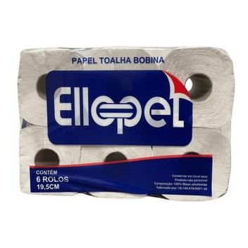 Papel Toalha Bobina C/6 100% Celulose Ellopel 28G - Papel Toalha ...