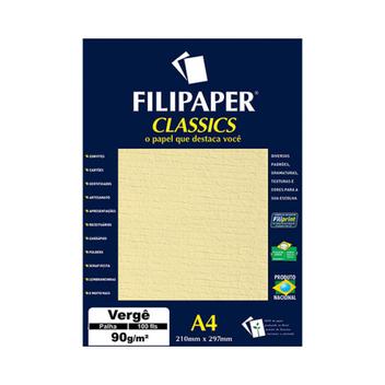 Papel Vergê A4 Filipaper Classics 90g 100 Folhas Palha - FILIPERSON ...