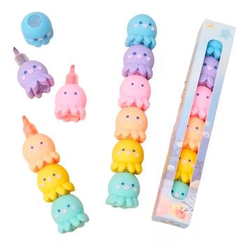 Papelaria Marca Texto Fofo Formato De Polvo 6Un HighLighters - Caneta ...
