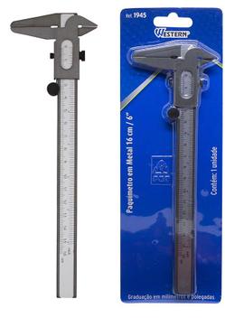 Paquímetro Em Metal 6' 150mm Medição Polegadas e Milímetros - Western ...