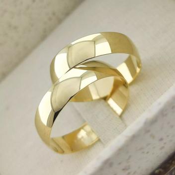Par de Alianças de ouro 18k 5mm 6g Tradicional Abaulada - Sheju Joias ...