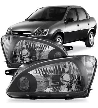 Par farol corsa classic 2011 2012 2013 14 15 2016 negra - BBS / AI - Farol de Carro - Magazine Luiza