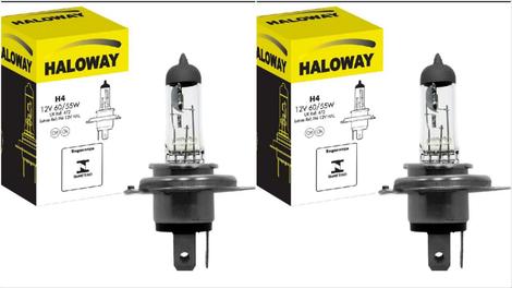 Par Lâmpadas Farol auto baixo Haloway H4 12V 60/55W P43T - Lâmpada para ...