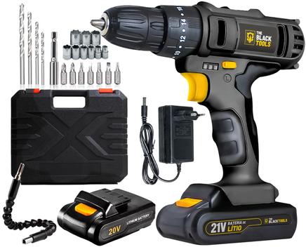 Parafusadeira E Furadeira Impacto 21v 3/8 Bivolt 2 Baterias - The Black ...