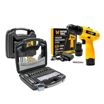 Parafusadeira Furadeira 3/8 Bivolt A Bateria 12v com Jogo de Brocas 128 ...