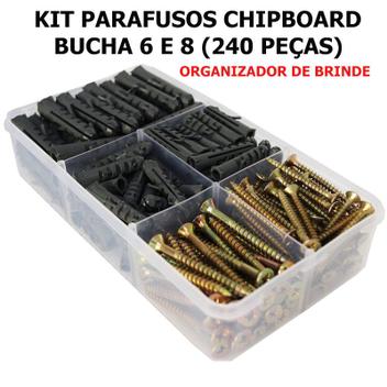 Parafuso C/ Bucha 6 e 8 de Aba Kit 200 Peças + Caixa Organizadora ...
