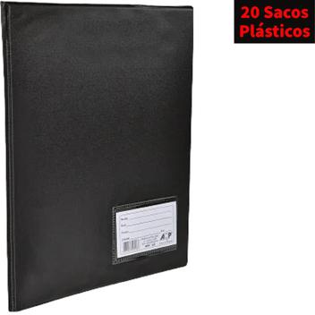 Pasta Catálogo A4 Preta com 20 Sacos Plásticos ACP para Organizar e ...