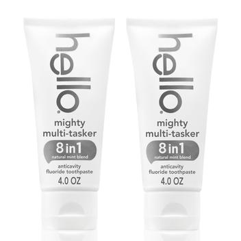 Pasta de Dente Hello Mighty Multitasker Fluoride 8 em 1 - 2 Unidades de 120ml - Creme e Gel ...